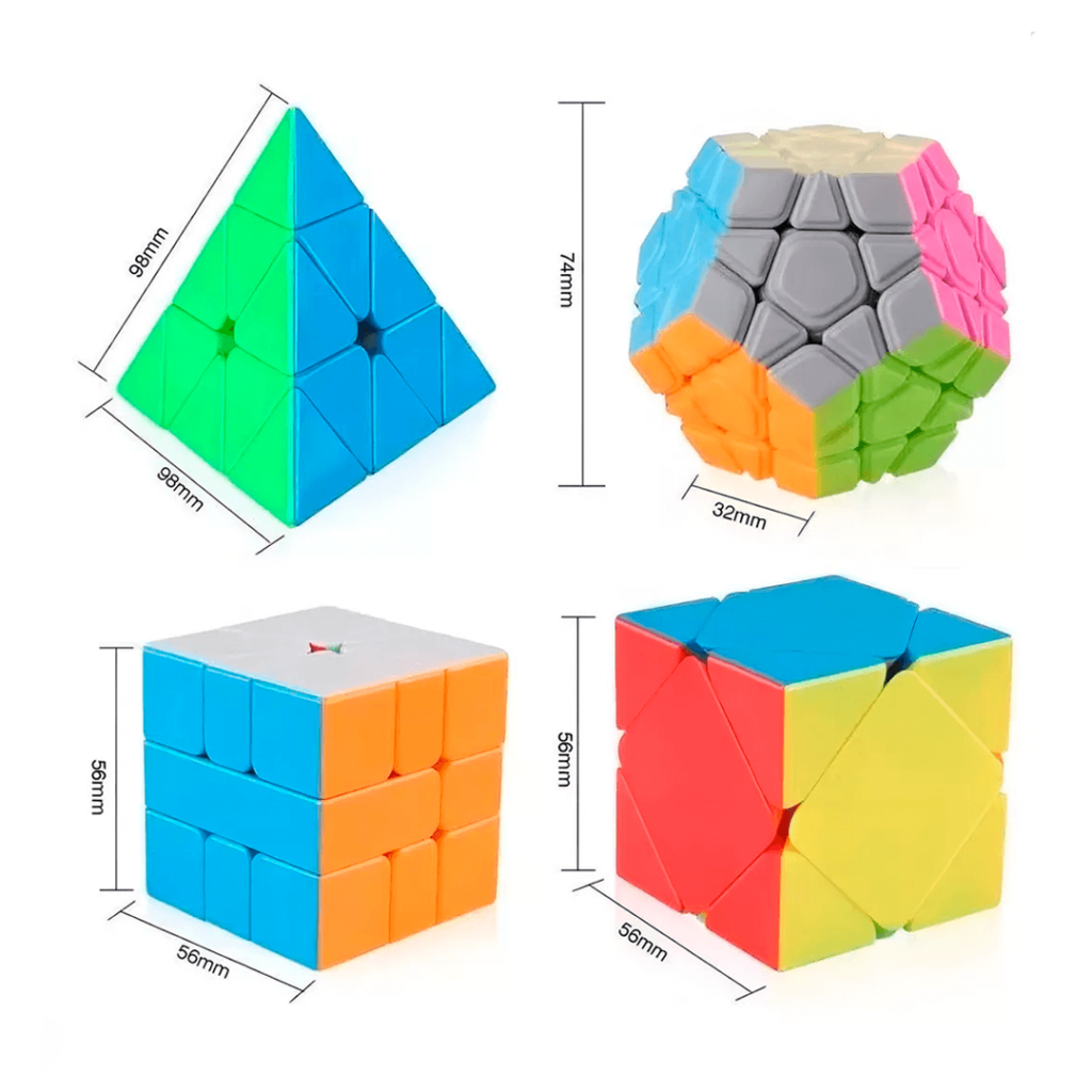 Kit Cubo Mágico Moyu: Pyraminx, Megaminx, Skewb e Square-1